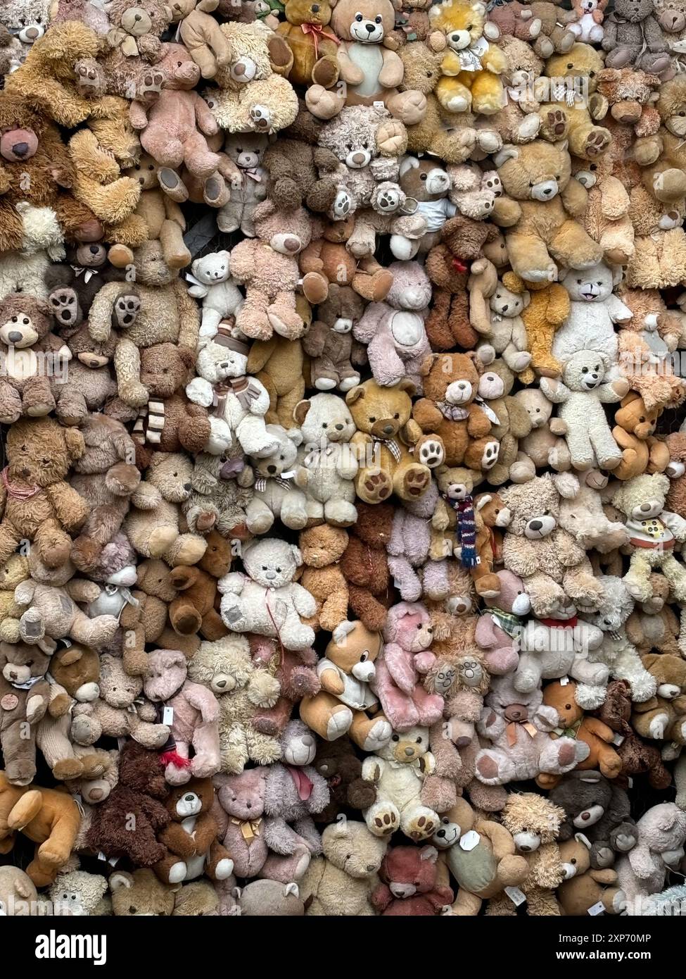 Soft bears toys background in brown, white, beige and gray shades.Teddy ...