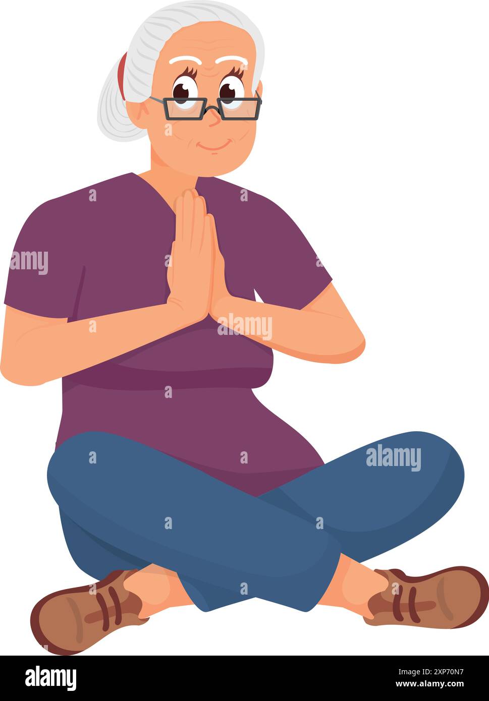 Old woman in yoga pose. Healthy senior life Stock Vector Image & Art ...