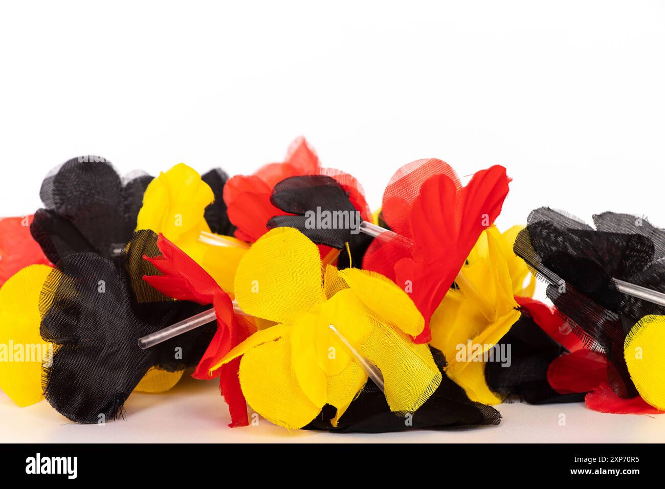 German flag in the form of a garland on the neck on a white background ...