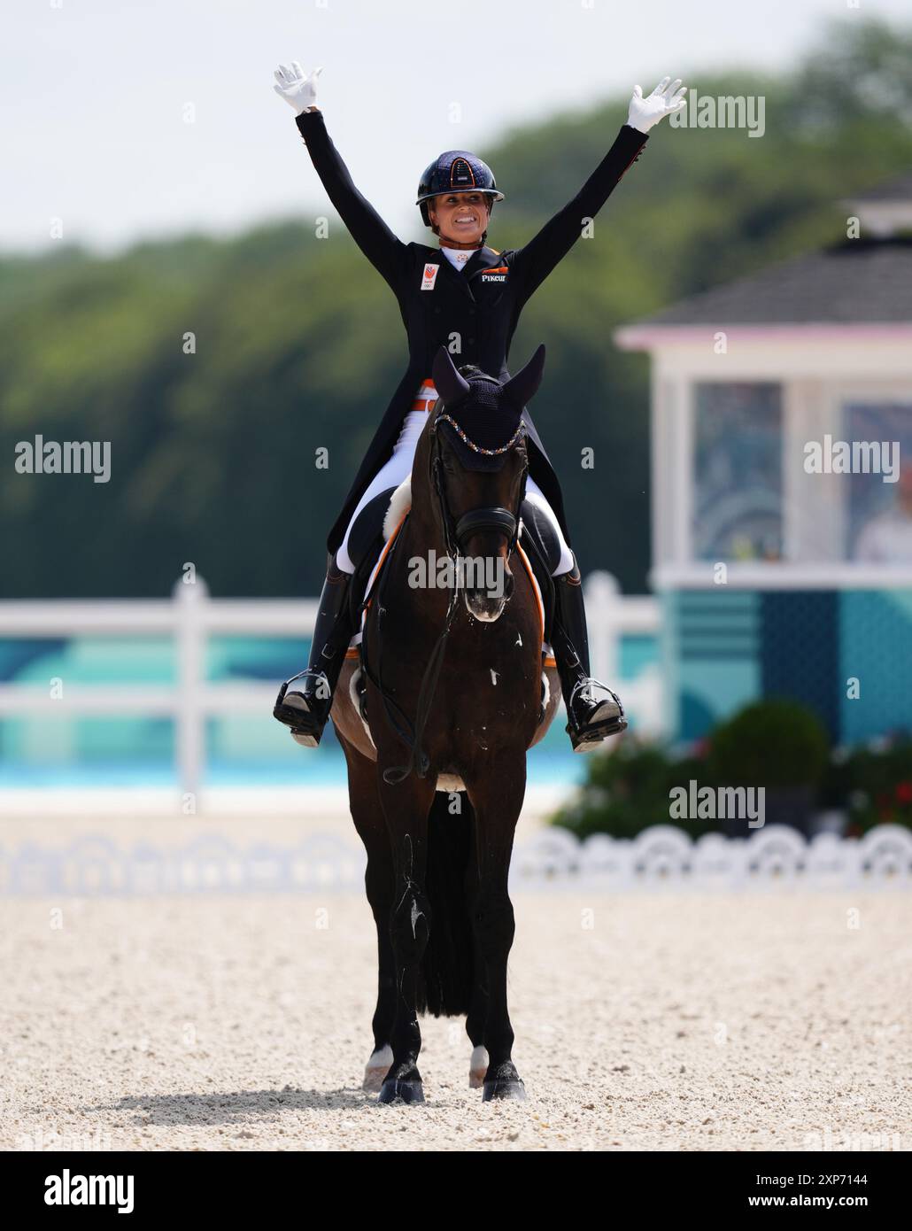 Liere Dinja Van of the Netherland's aboard Hermes during the Dressage ...