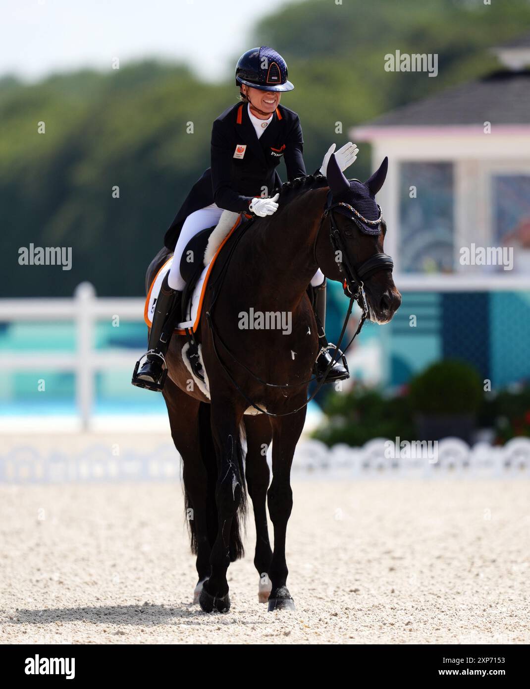 Liere Dinja Van of the Netherland's aboard Hermes during the Dressage ...