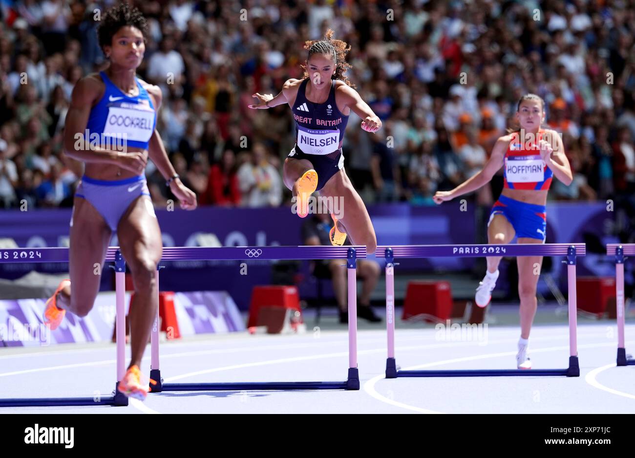 Great Britain's Lina Nielsen during the Women's 400m Hurdles heats at ...