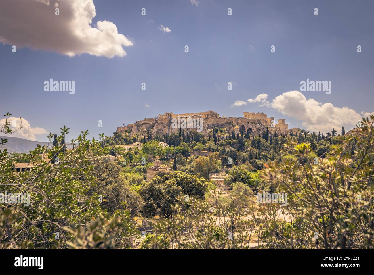 Athens, Greece, May 3rd 2024: Ancient Greek Agora ruins in the center ...
