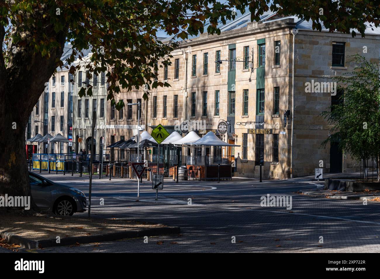 The historic Salamanca Place with a row of sandstone former warehouses ...