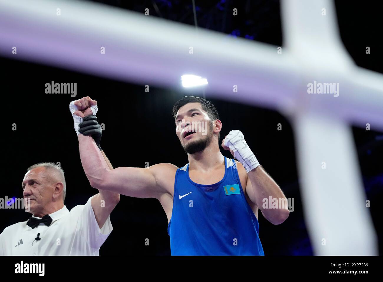 Kazakhstan's Nurbek Oralbay celebrates after defeating Dominican ...