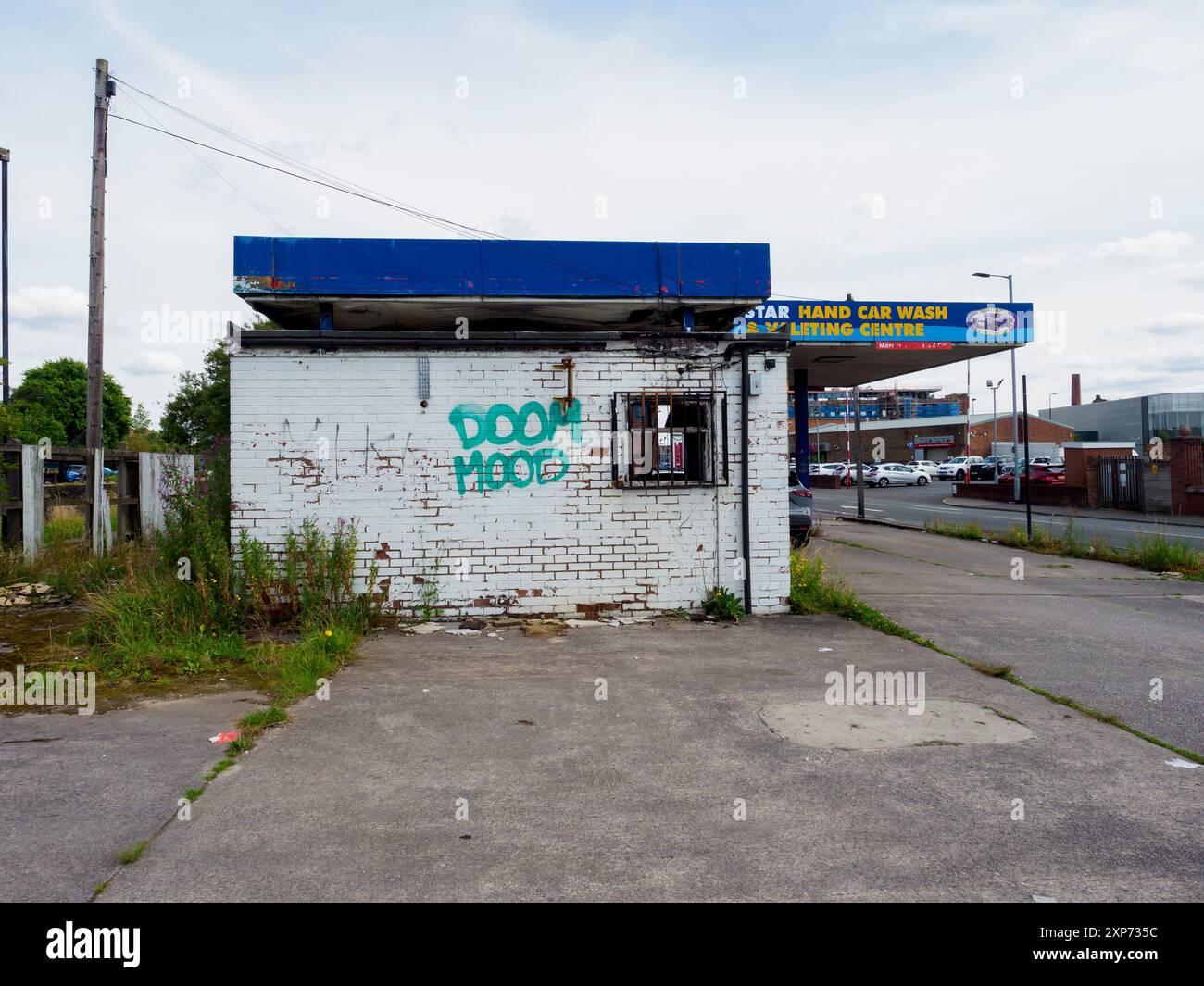 Abandoned Building With Graffiti In An Urban Area Showcasing Decay And