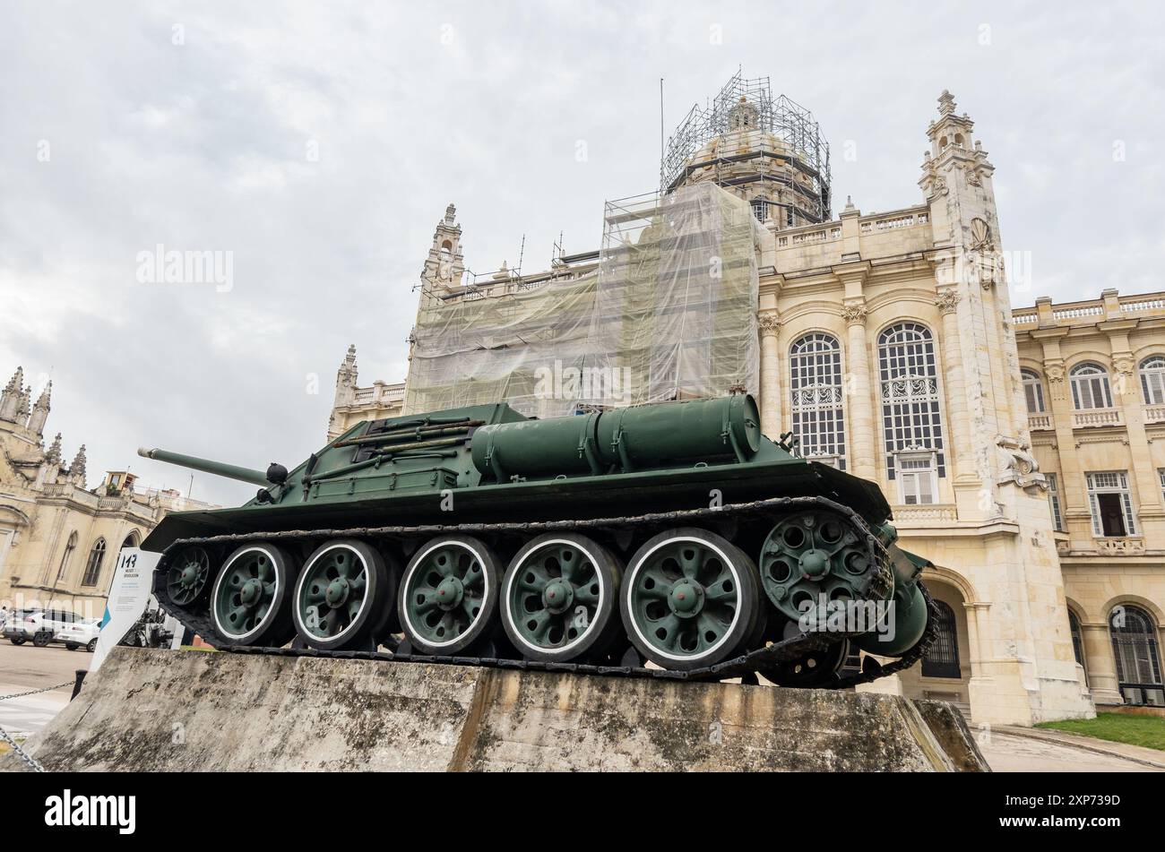 HAVANA, CUBA - AUGUST 28, 2023: SAU-100 tank in front of Museo de la ...