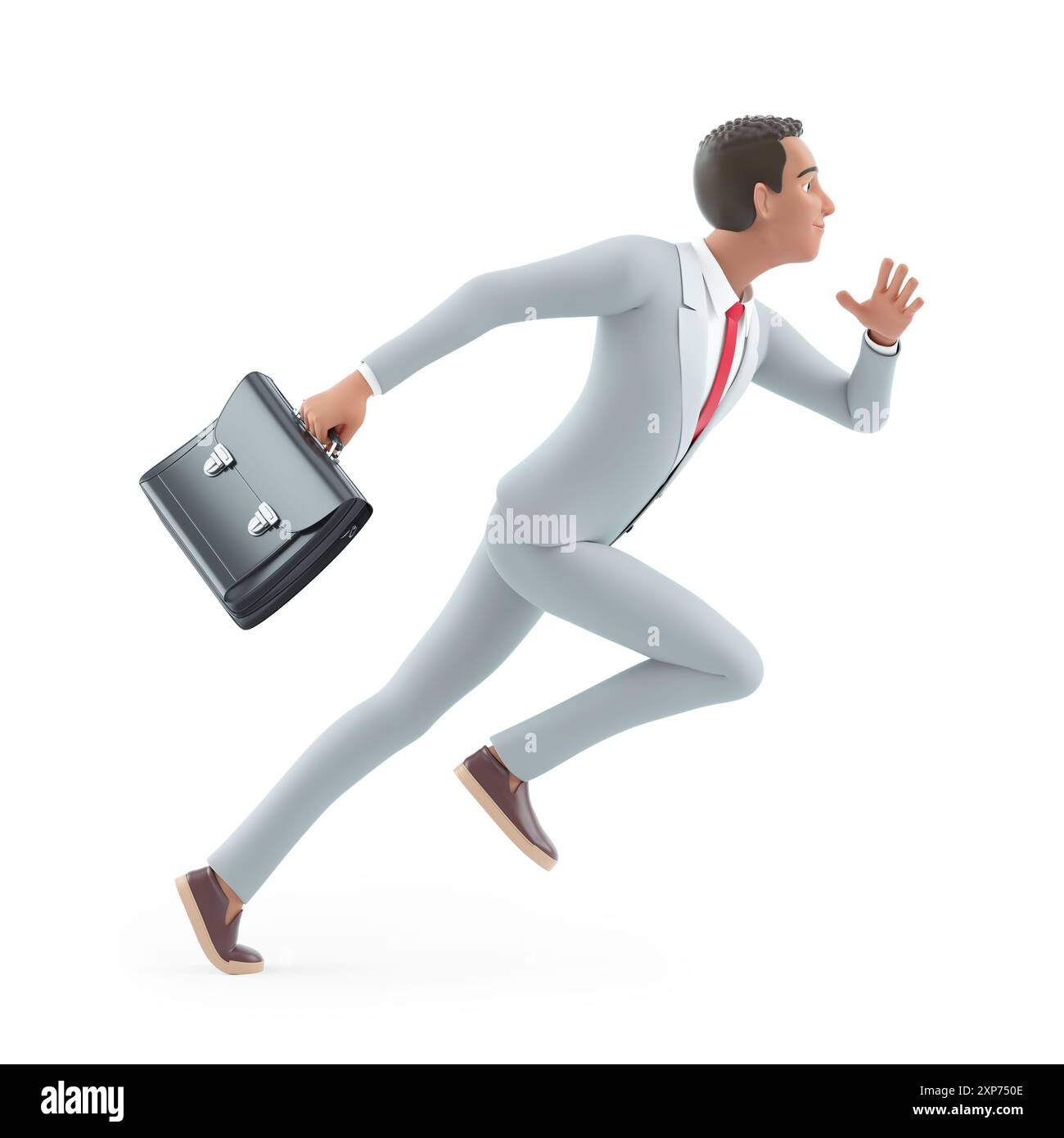 3d character businessman running very fast with a briefcase ...