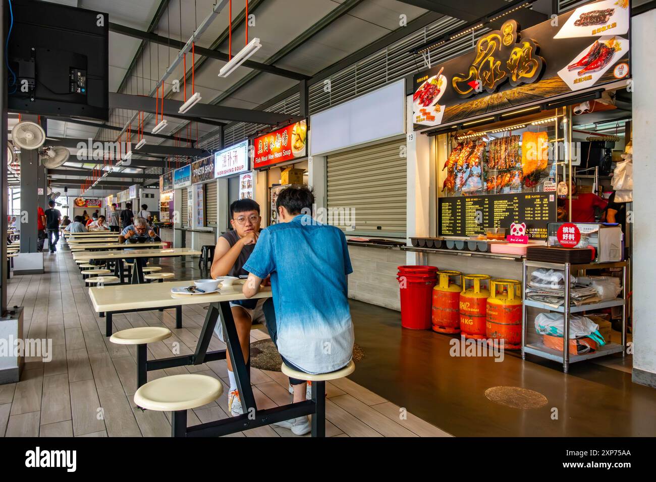 People eating at The Hillside Food Court in Tanjong Bungah in Penang ...