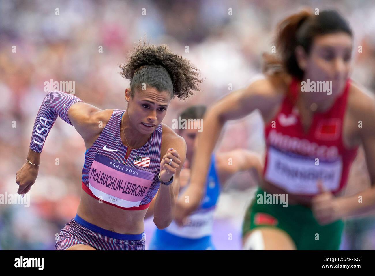 Sydney McLaughlin-Levrone, of the United States, starts in a women'a ...