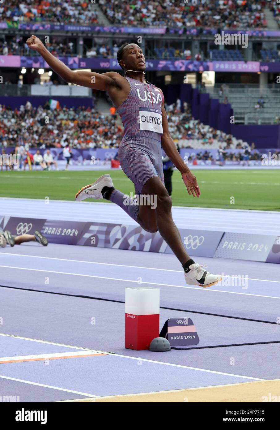 Paris, France. 04th Aug, 2024. Malcolm Clemons of the US jumps during ...