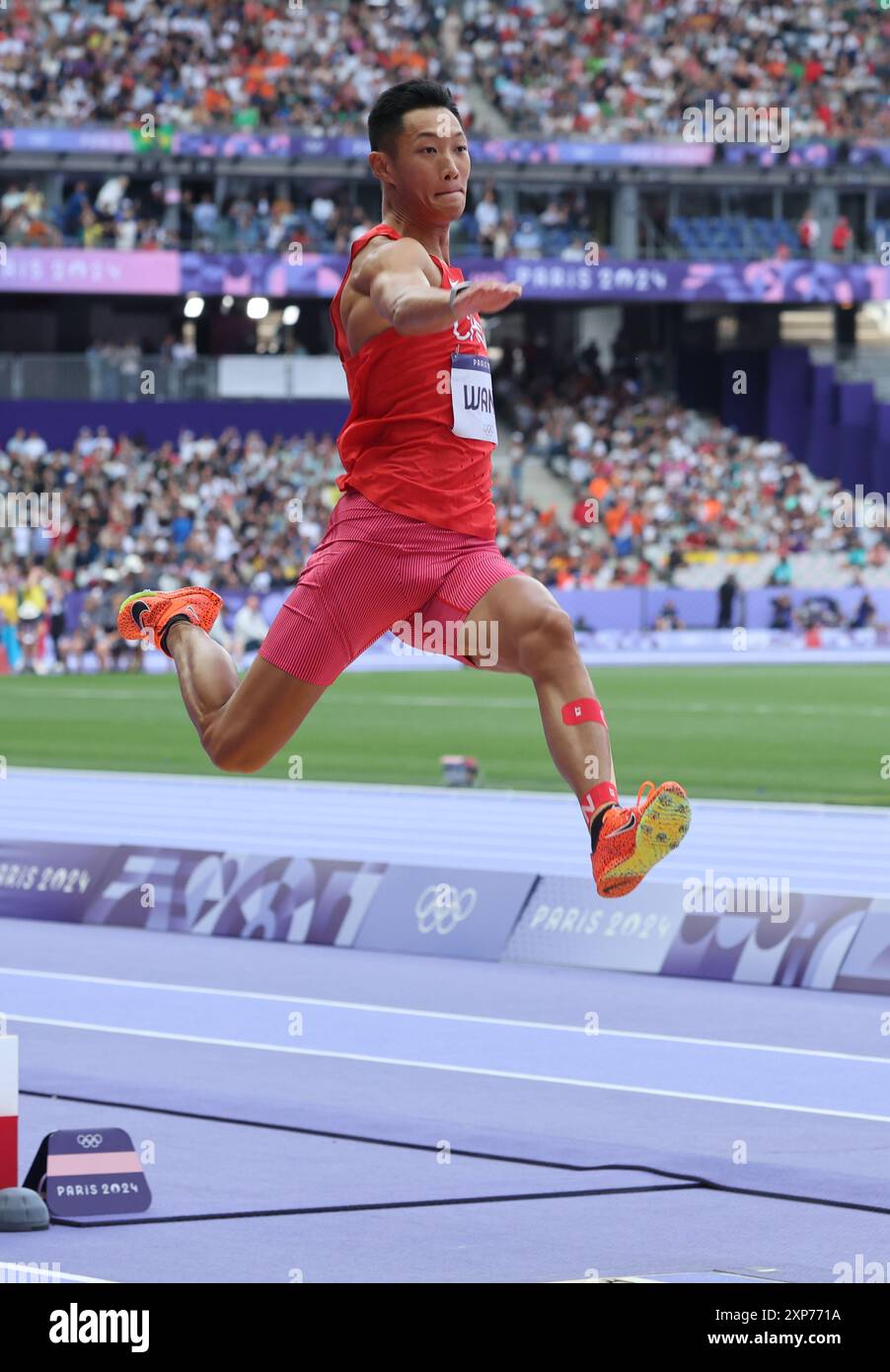 Paris, France. 04th Aug, 2024. Jianan Wang of China jumps during the ...