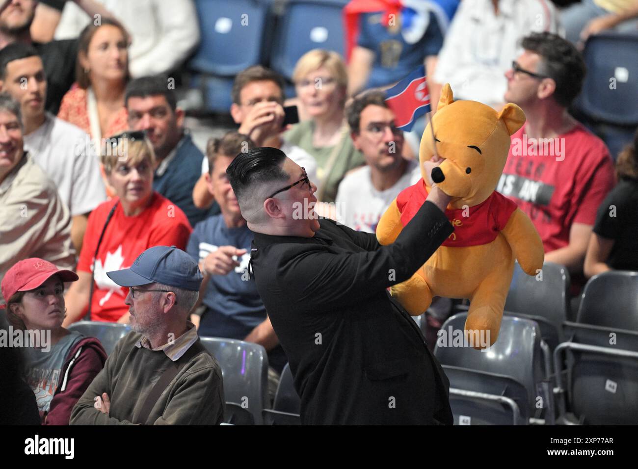 Paris, France. 4th Aug 2024. North Korean leader Kim Jong Un lookalike ...
