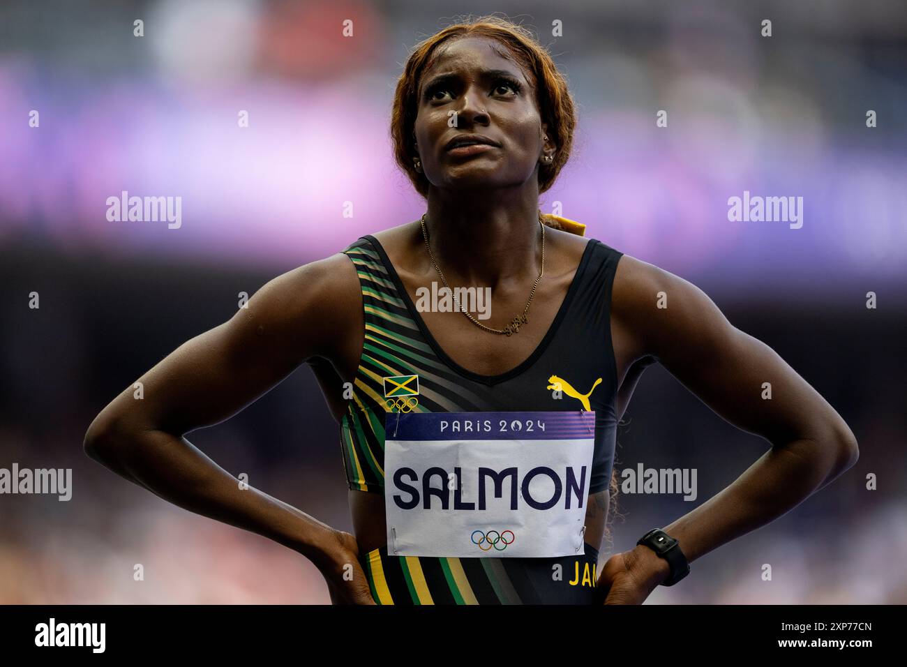 Shiann Salmon of, Jamaica. , . competes in women's athletics 400 meter ...