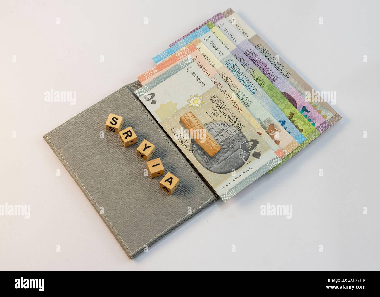 Syrian Lira or Syrian Pound with a SYRIA word on wooden cubes blocks ...