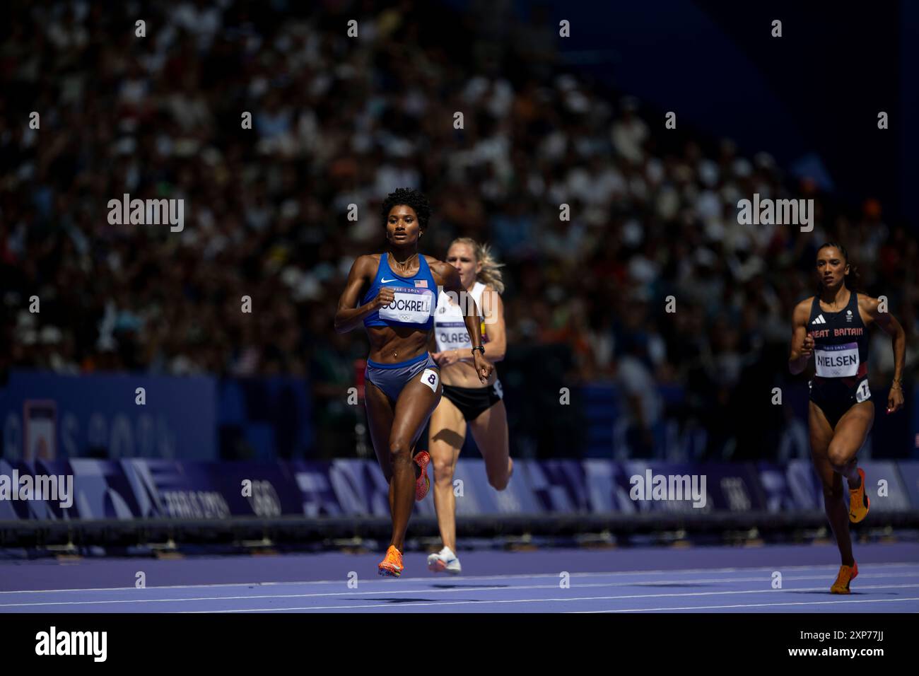 Anna Cockrell of, USA. , . competes in women's athletics 400 meter ...