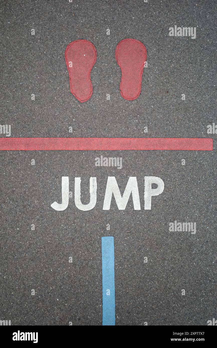 Jump and footprints painted on the ground at Southey Fun Space ...