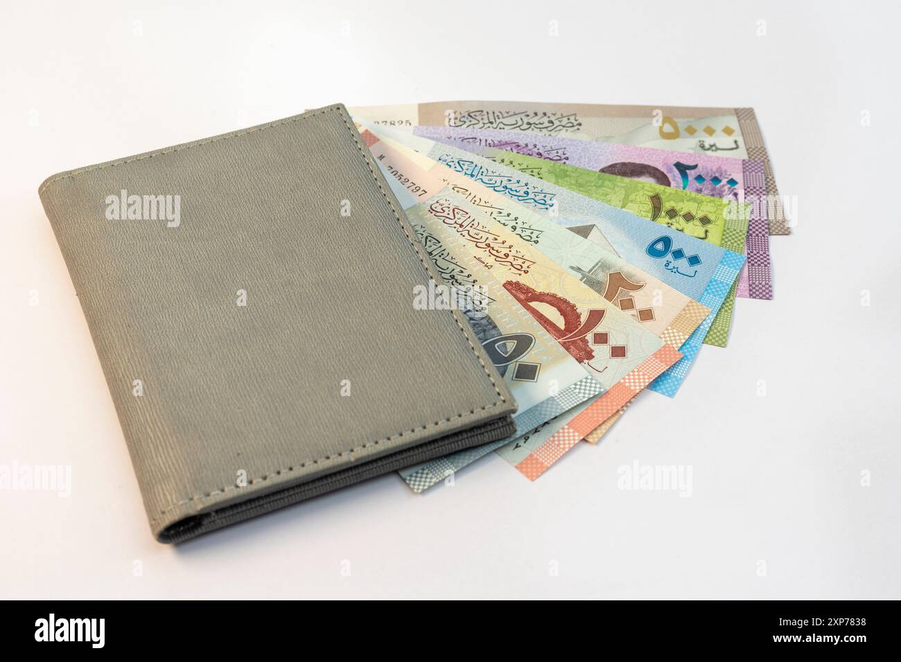 Syrian currency notes of fifty, hundred, five hundred, one thousands ...