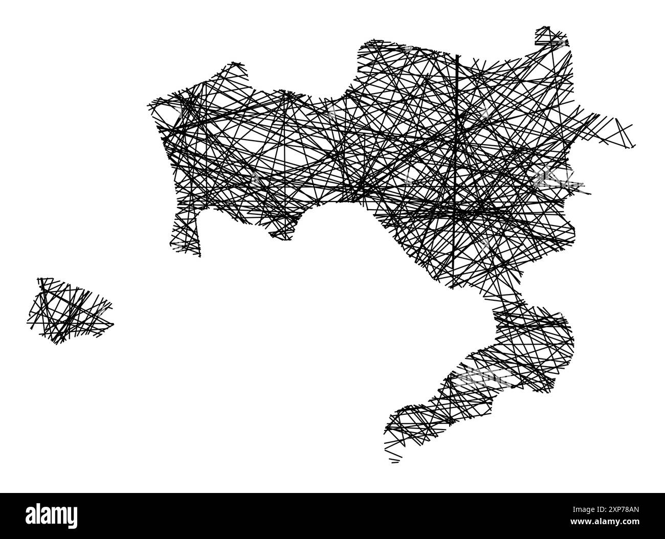 Symbol Map of the Province Napoli (Italy) showing the state with black ...