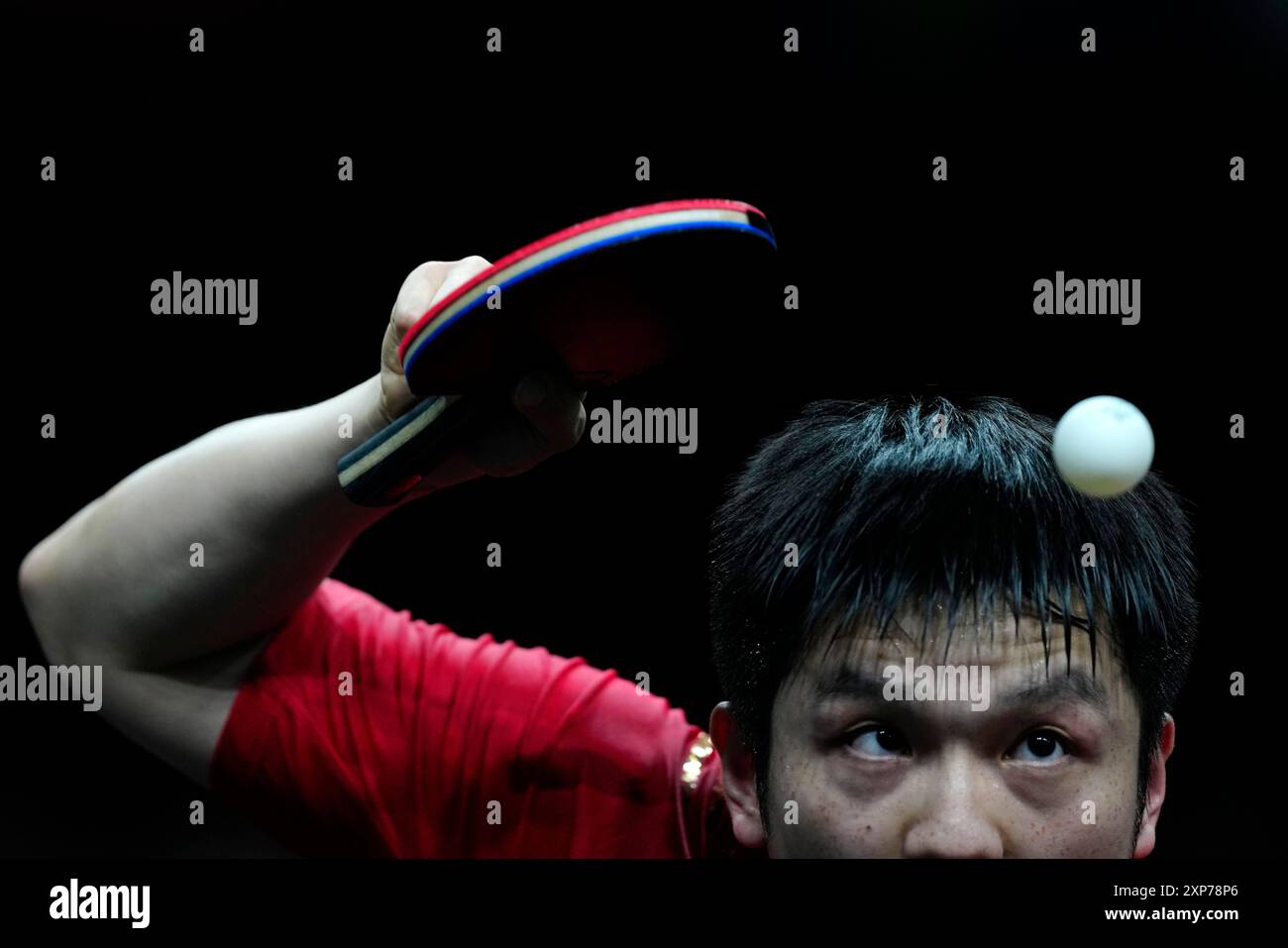 China's Fan Zhendong plays against Sweden's Truls Moregard during the ...
