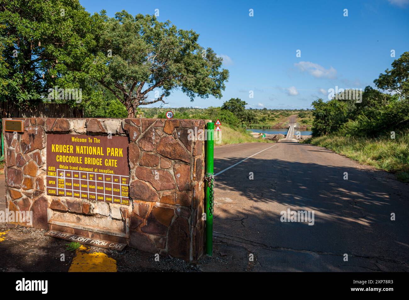 South Africa, Kruger National Park, Entrance to the Kruger Park through ...