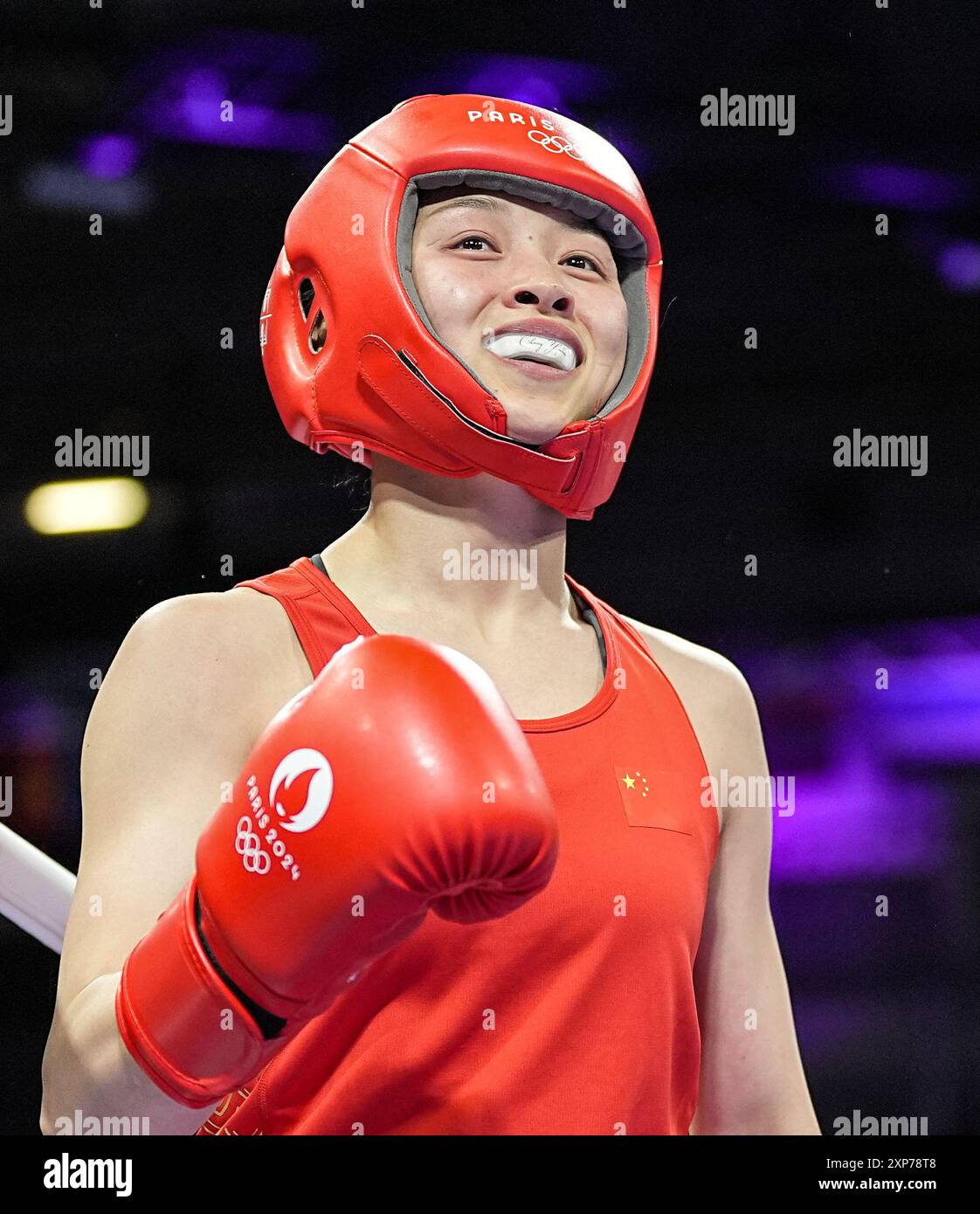Paris, France. 4th Aug, 2024. Chang Yuan of China reacts during the ...