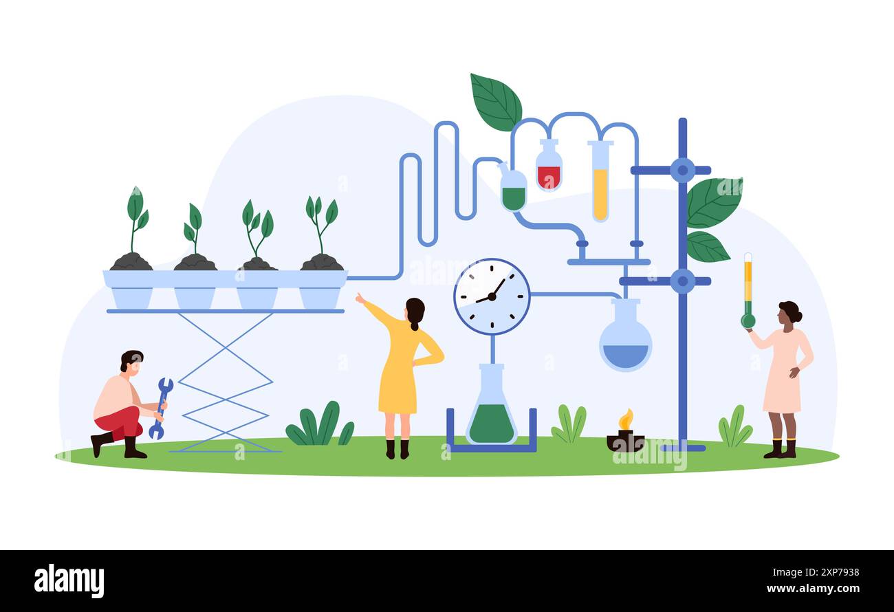 Scientists working on plant growth experiments in a high-tech lab ...
