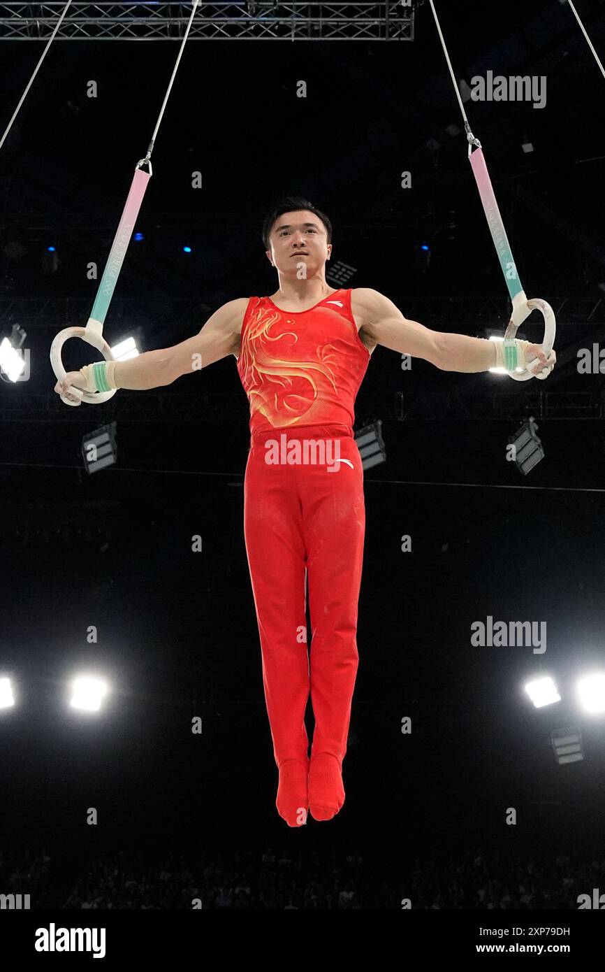 Yang Liu, of China, competes during the men's artistic gymnastics ...