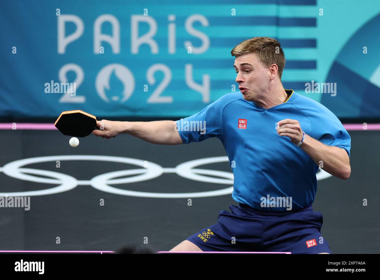 Paris, France. 4th Aug, 2024. Truls Moregard of Sweden competes during ...