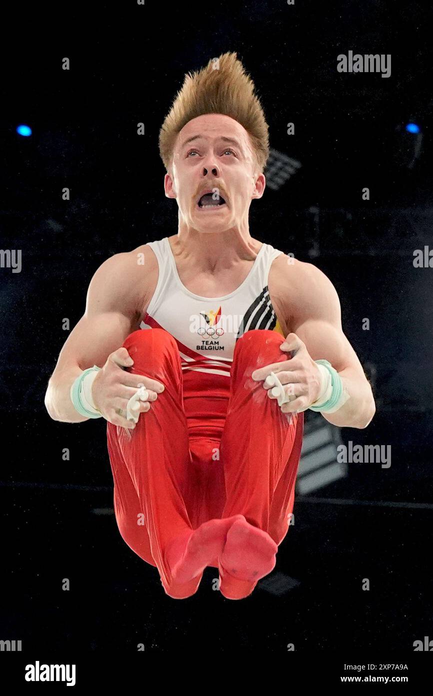 Glen Cuyle, of Belgium, competes during the men's artistic gymnastics ...