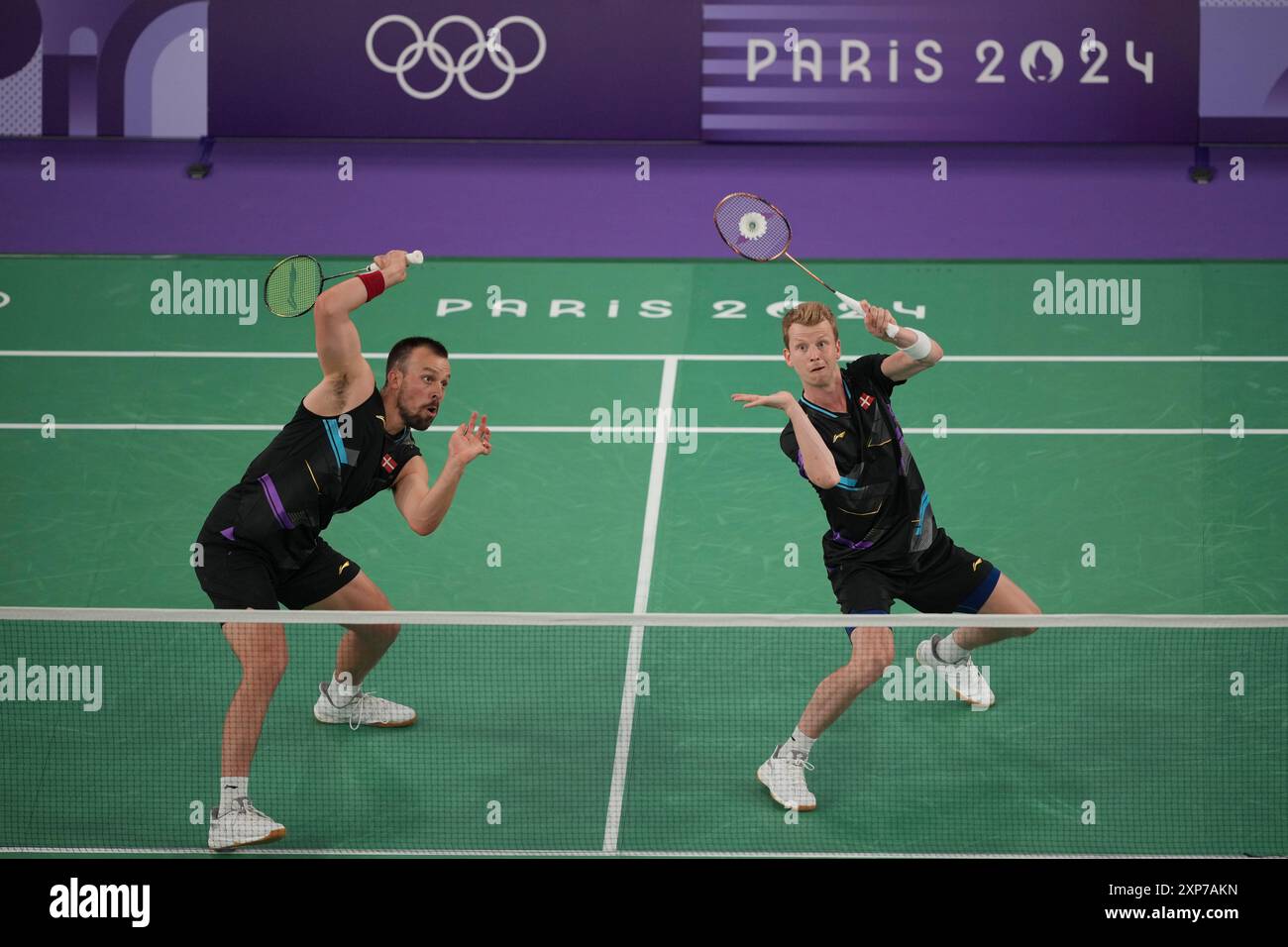 Denmark's Kim Astrup, right, and Anders Skaarup Ramussen play against ...