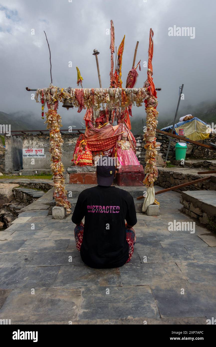 July25th2024, Himachal Pradesh, India. Devotees in meditative postures ...