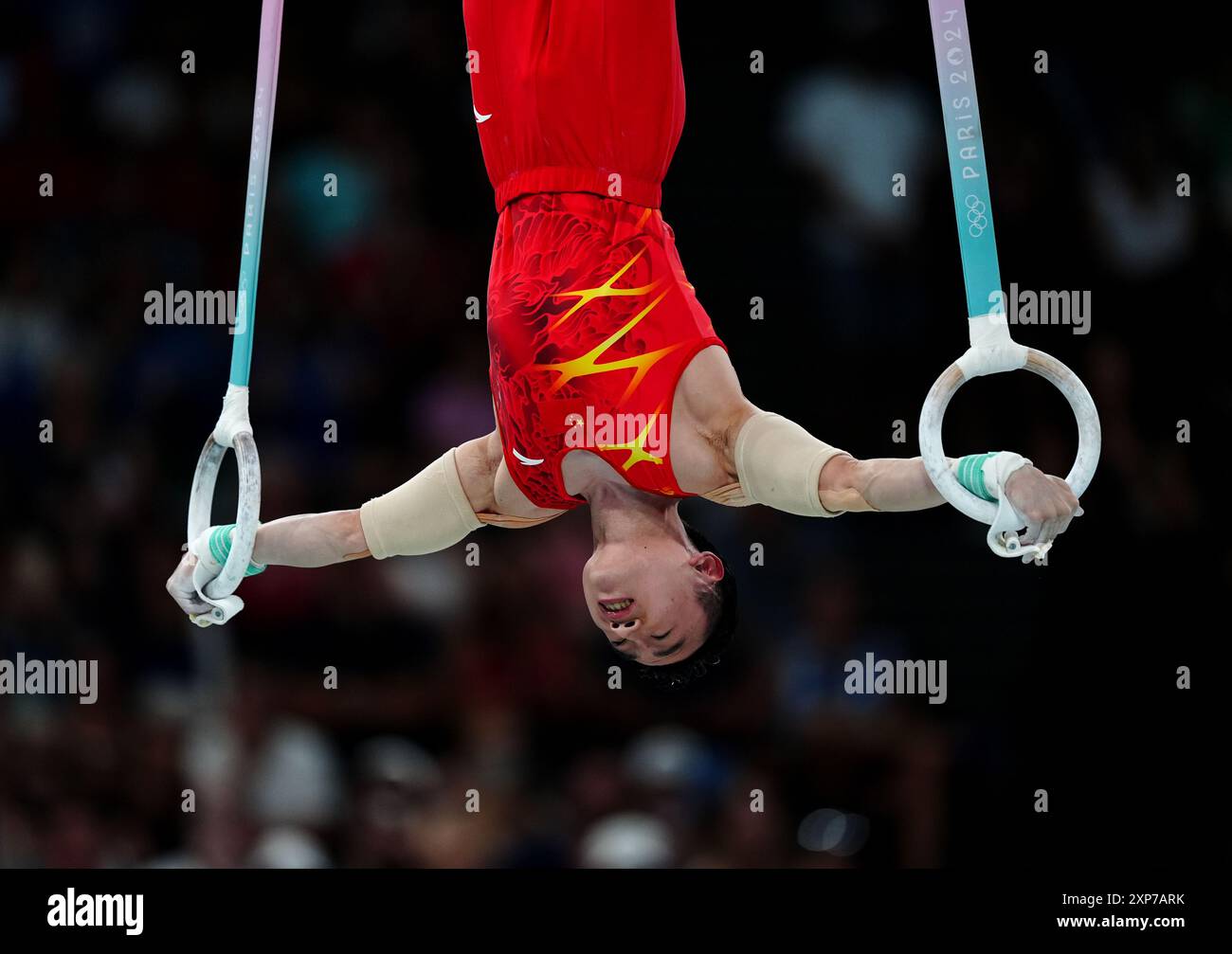 China's Zou Jingyuan during Men's Rings Final at the Bercy Arena on the ...