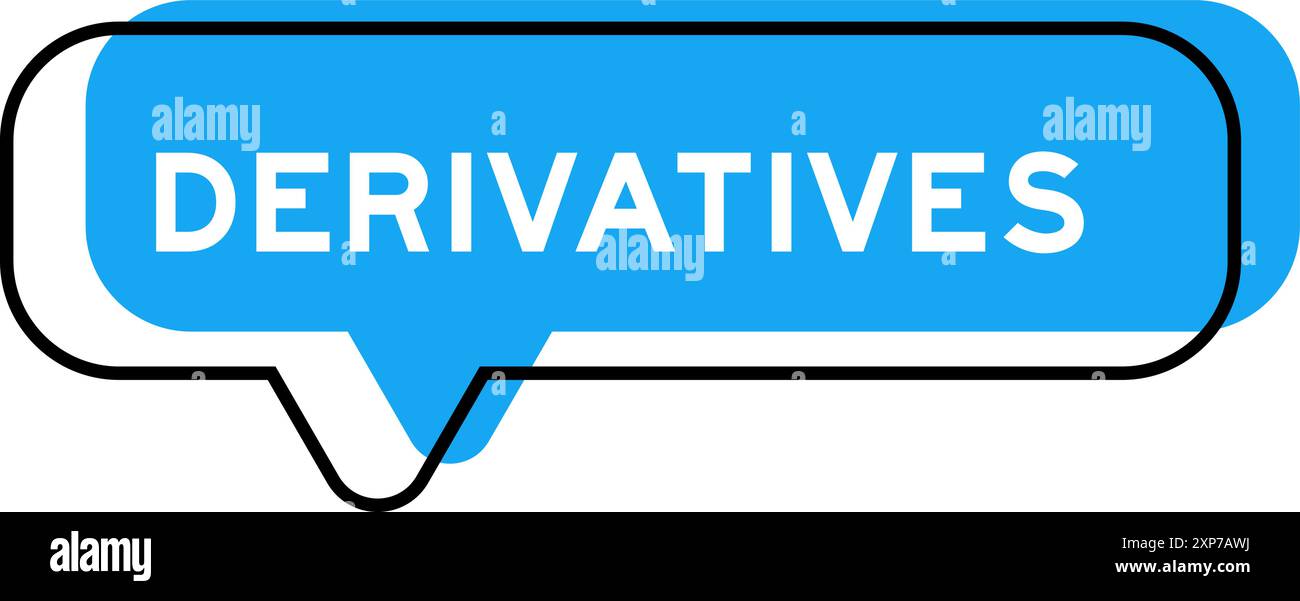 Speech banner and blue shade with word derivatives on white background ...