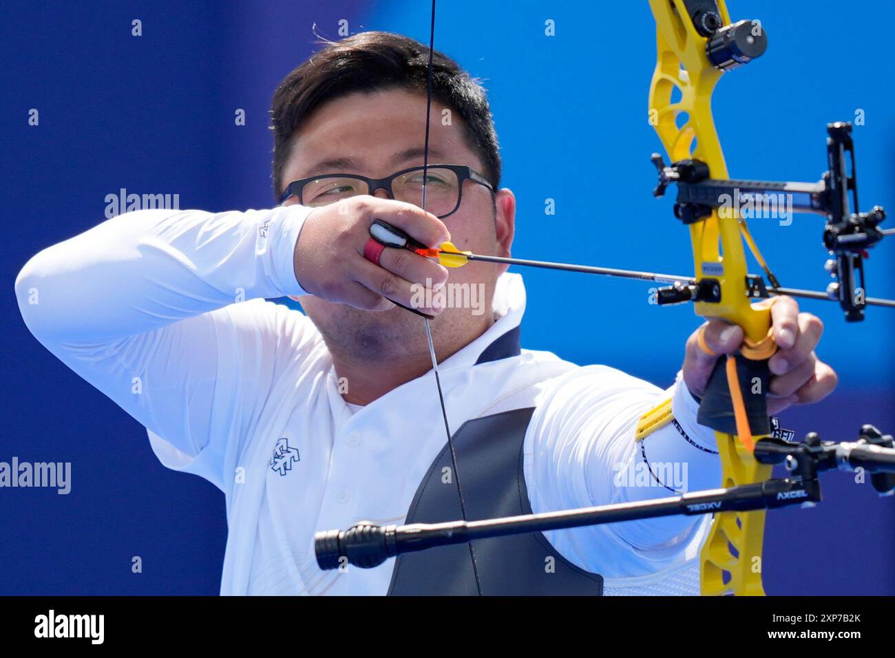 South Korea's Kim Woo-jin competes in the men's individual archery ...