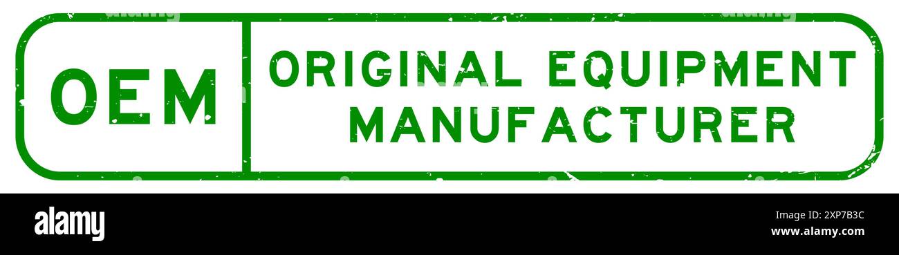 Grunge green OEM Original Equipment Manufacturer word square rubber ...