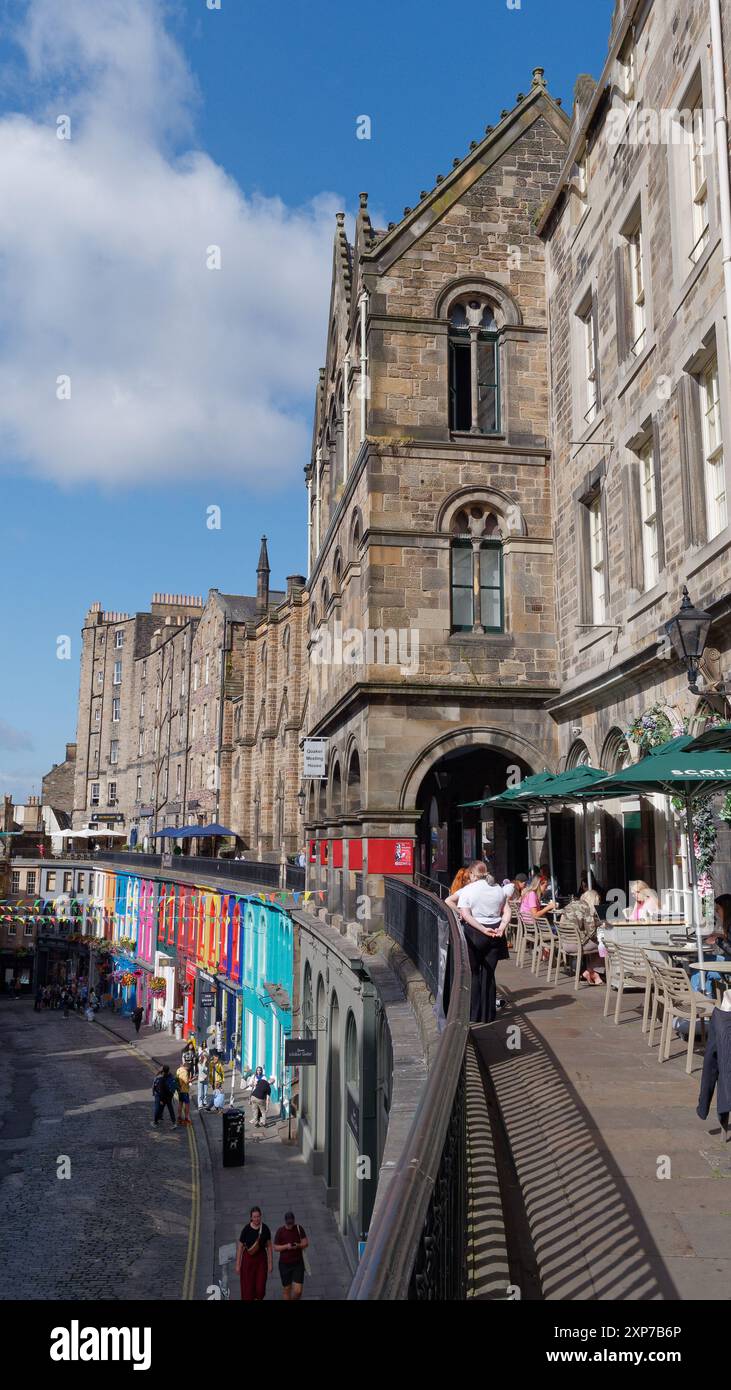 Famous Victoria Street with crescent shape and colourful shop facades ...