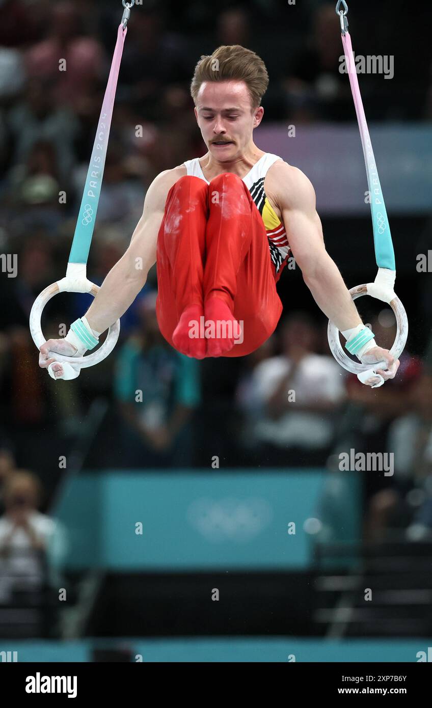 Paris, France. 04th Aug, 2024. Belgian gymnast Glen Cuyle pictured in ...