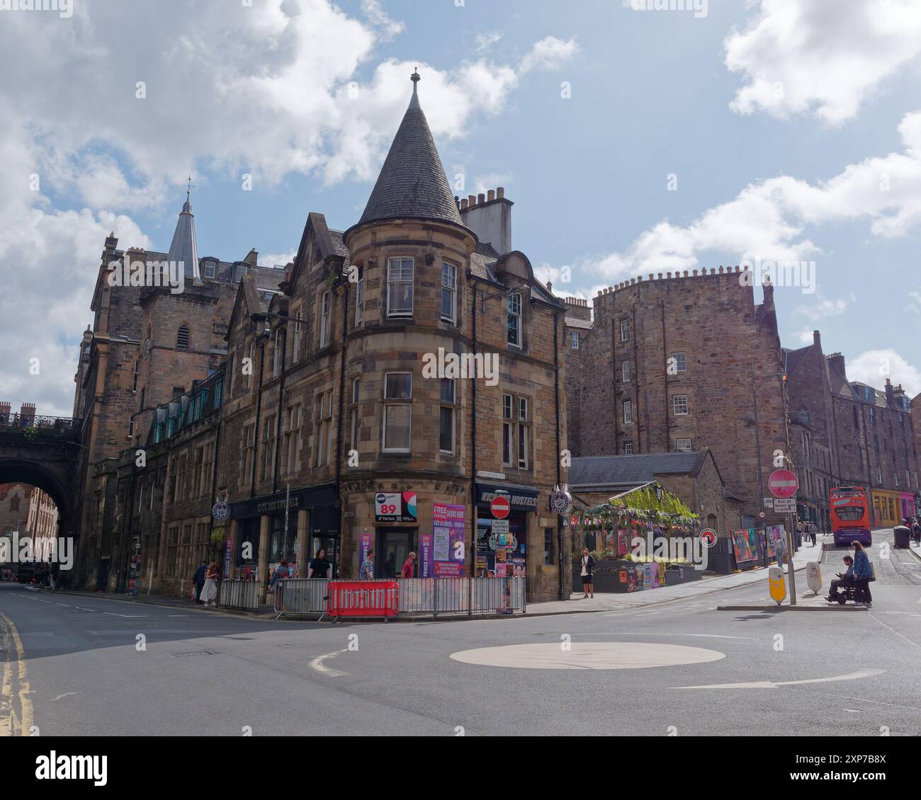 Architecture and roundabout in Edinburgh, as a wheelchair pedestrian ...