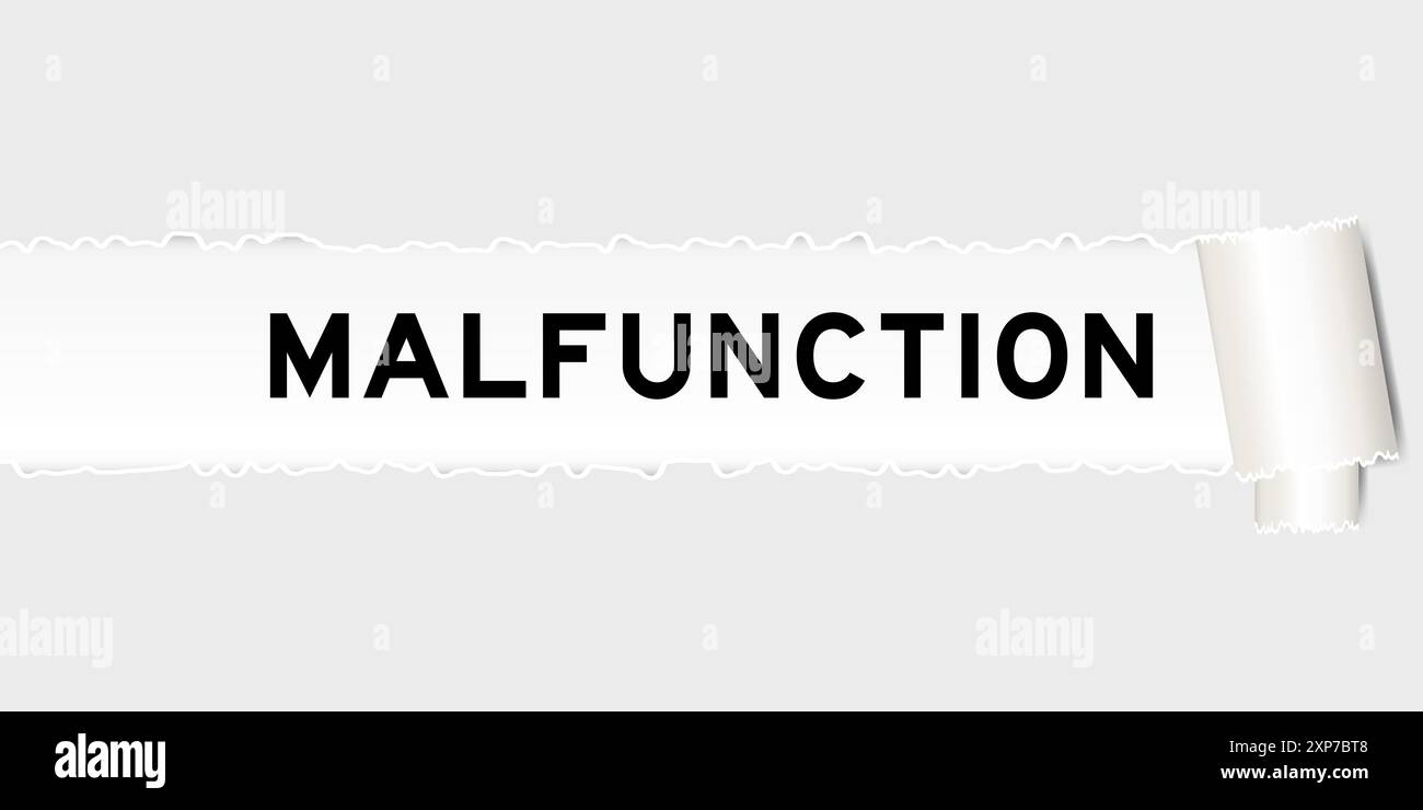 Ripped gray paper background that have word malfunction under torn part ...
