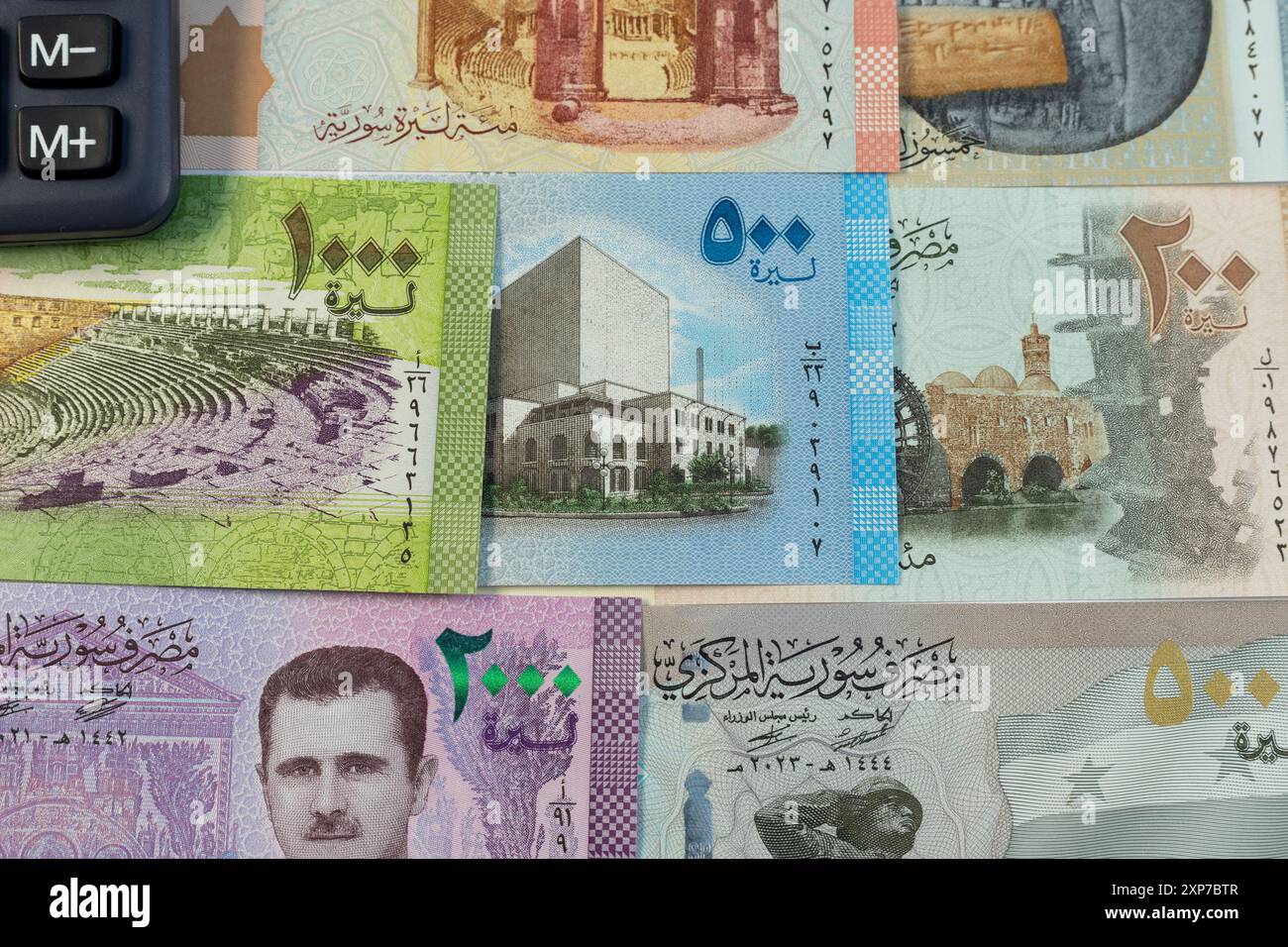 Syrian currency banknotes business background Stock Photo - Alamy