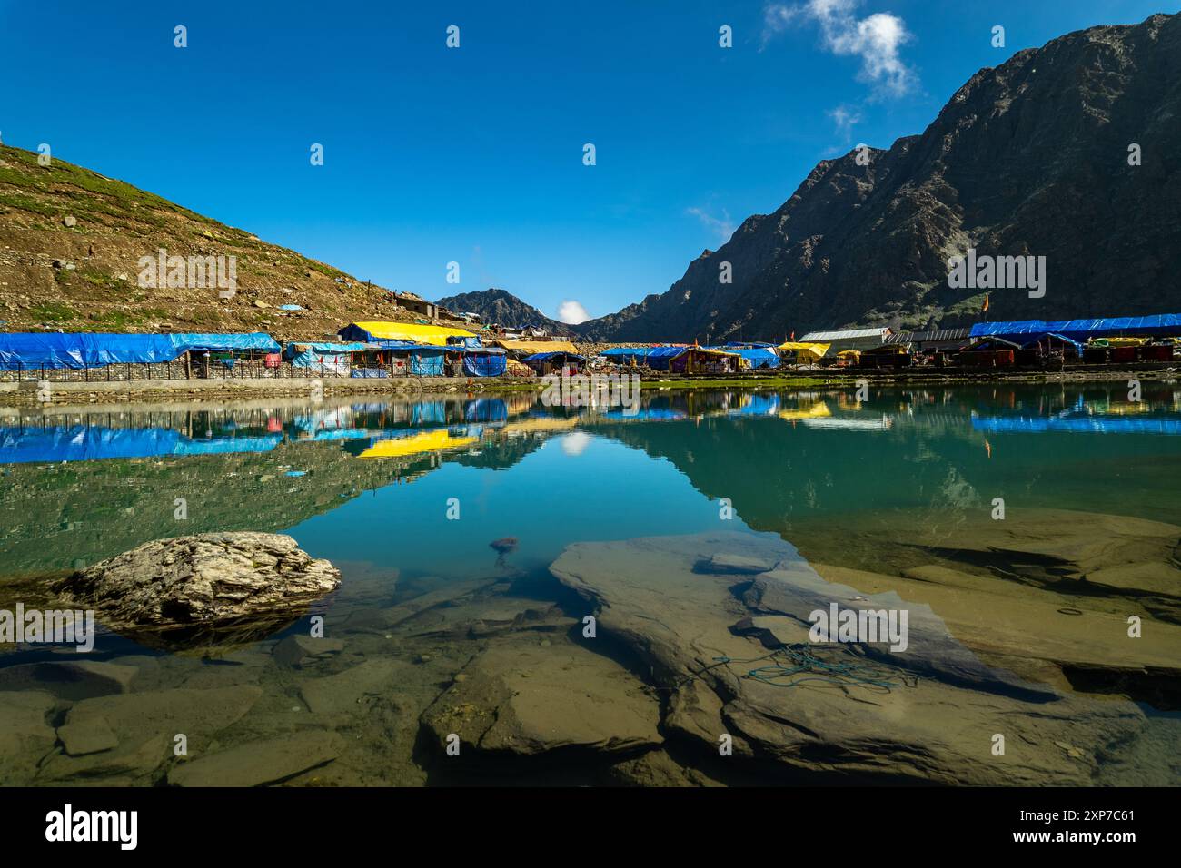 July25th2024, Himachal Pradesh, India. Manimahesh Lake, nestled in ...