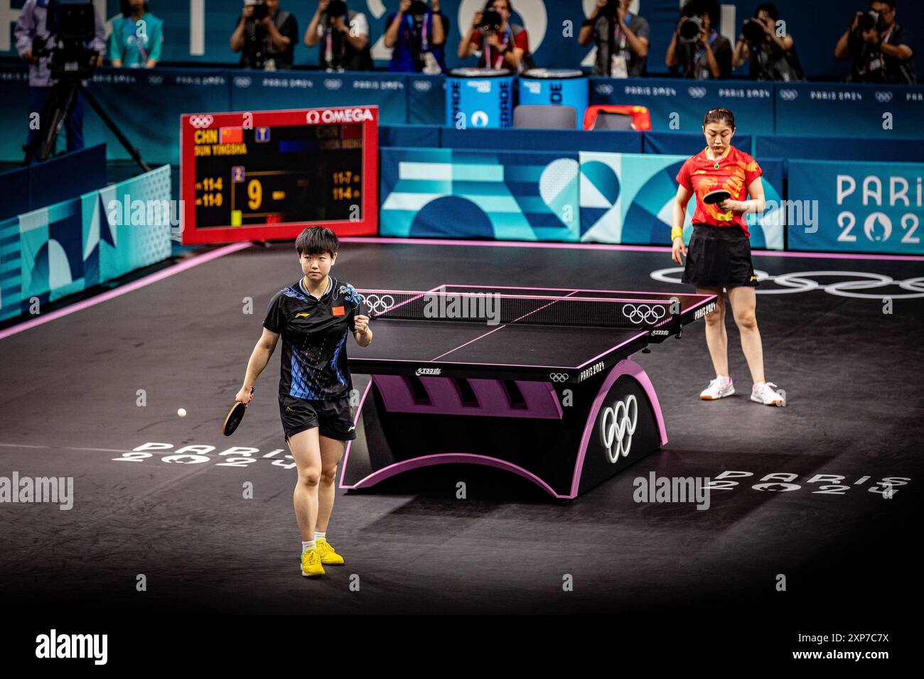 Jubel bei SUN Yingsha (CHN) vs. CHEN Meng (CHN) FRA, Olympische Spiele ...