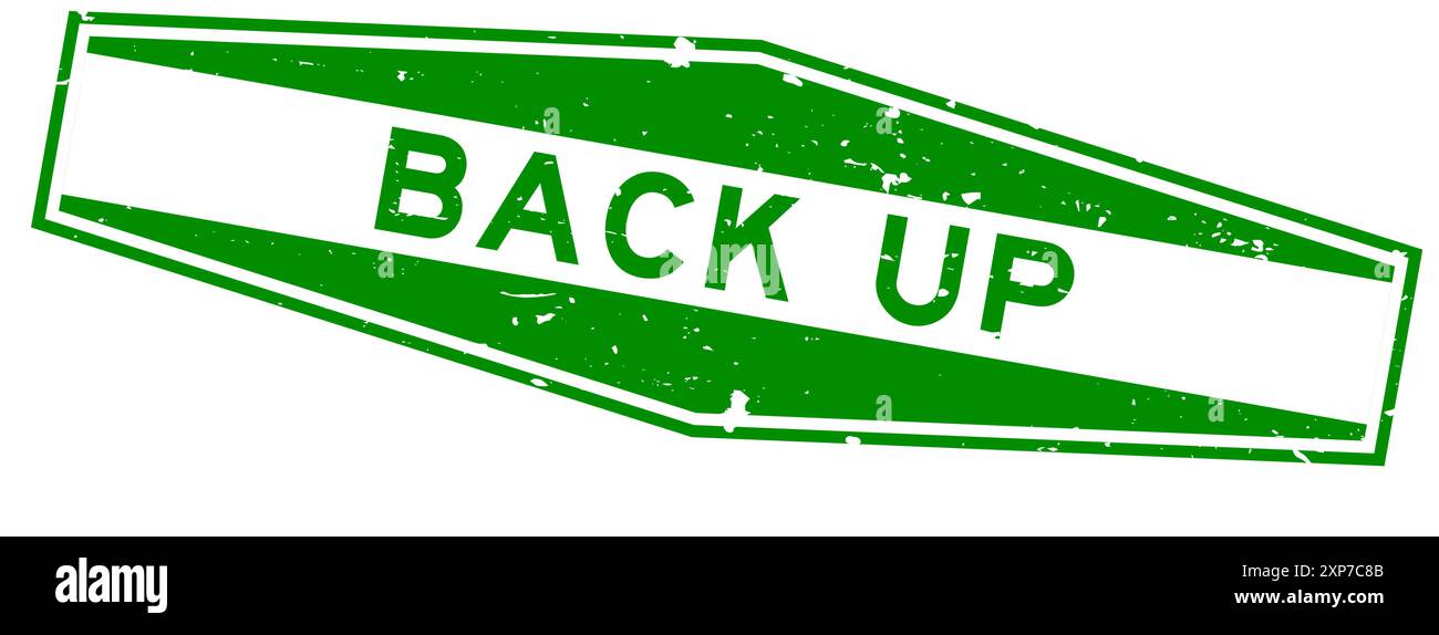 Grunge green back up word hexagon rubber seal stamp on white background ...