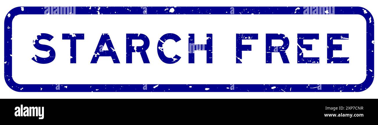 Grunge blue starch free word square rubber seal stamp on white ...