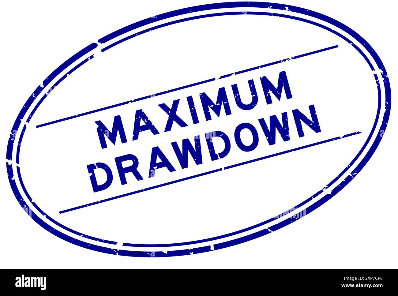 Grunge blue maximum drawdown word oval rubber seal stamp on white ...