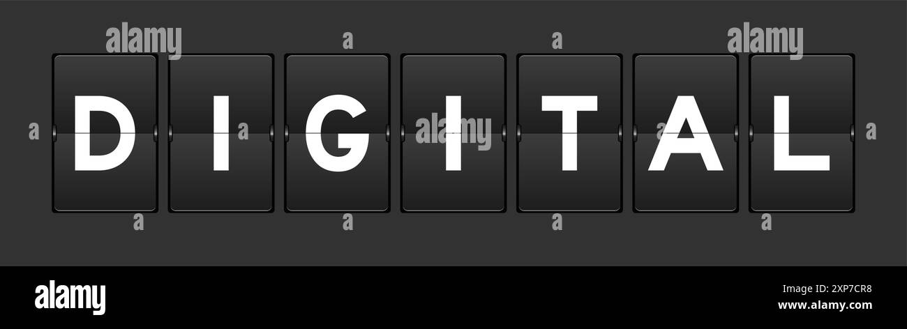 Black color analog flip board with word digital on gray background ...