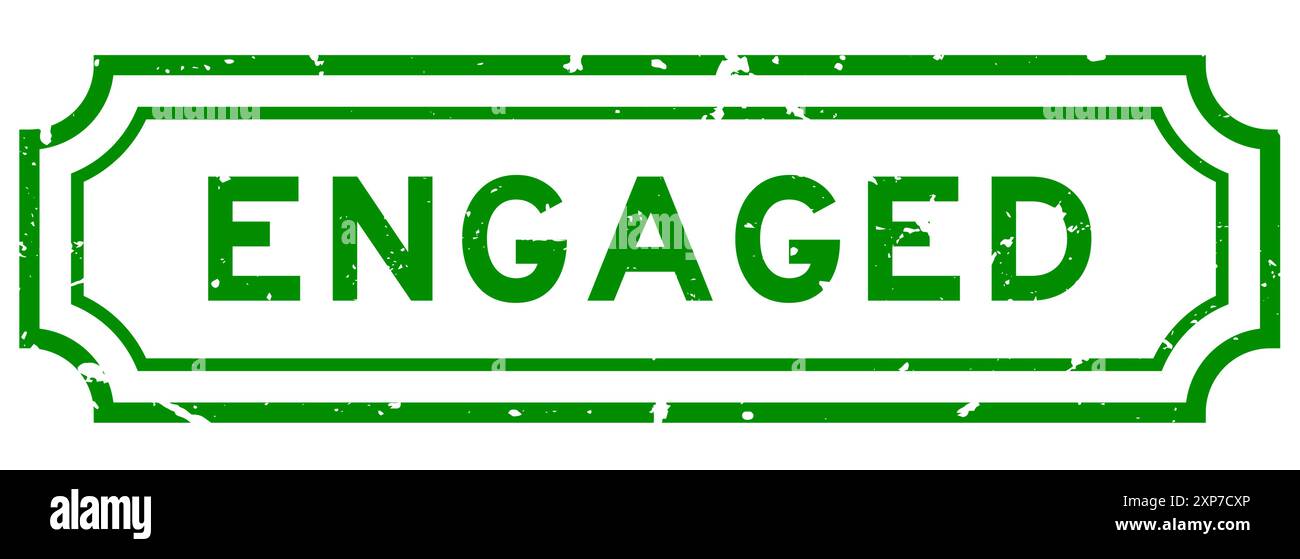 Grunge green engaged word rubber seal stamp on white background Stock ...