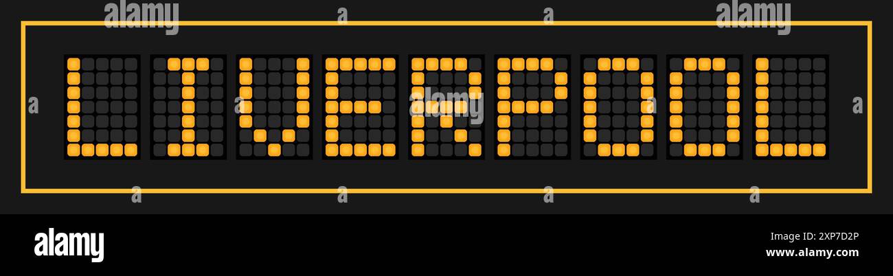 Orange color led banner in word liverpool on black background Stock ...