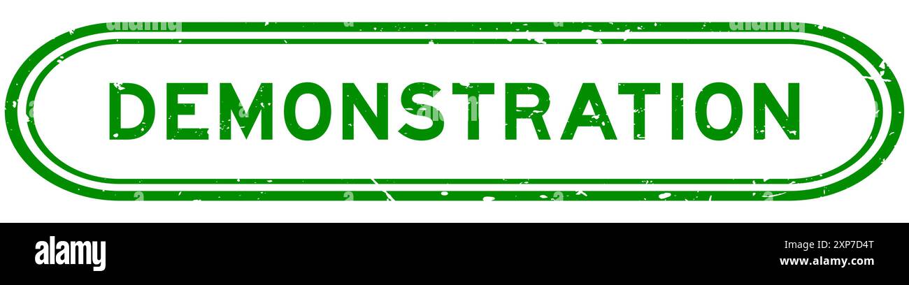 Grunge green demonstration word rubber seal stamp on white background ...